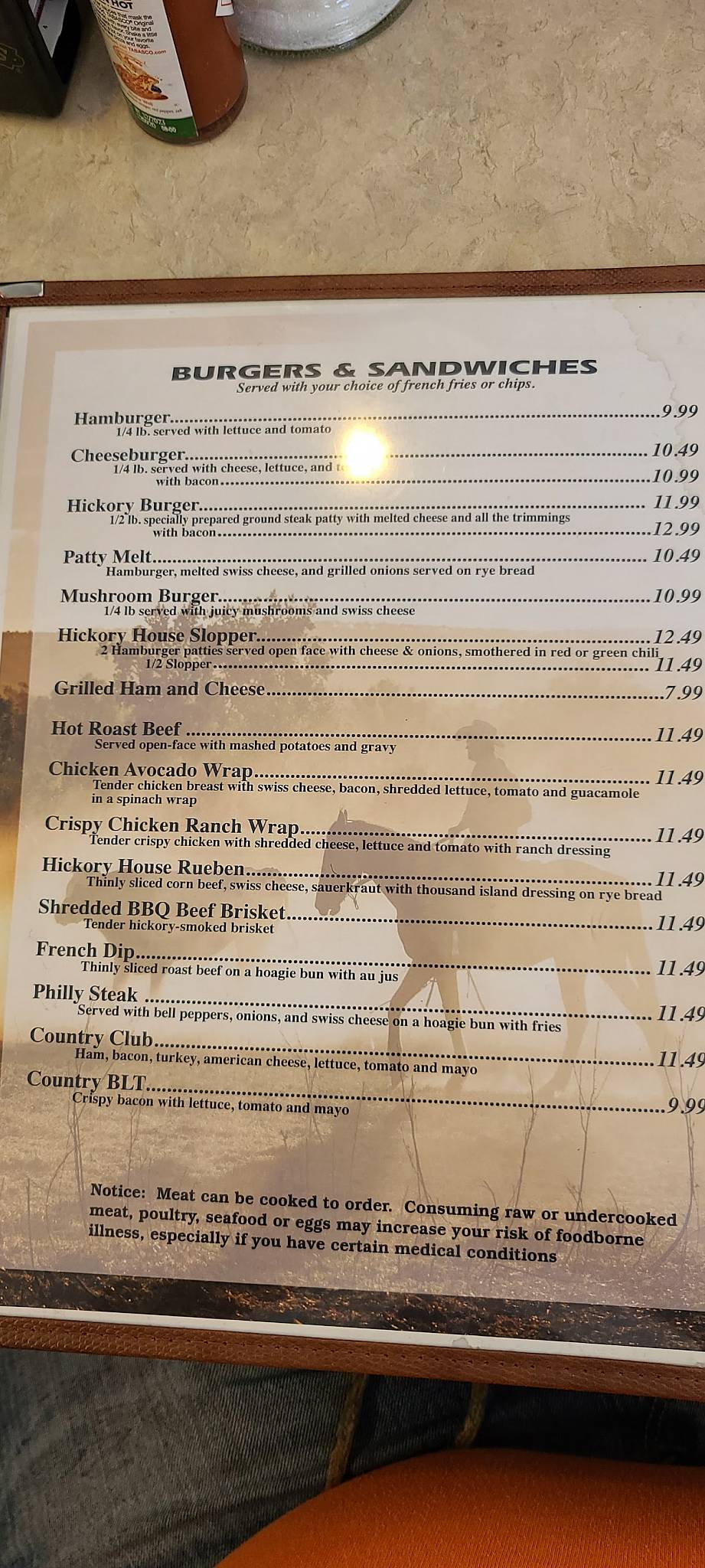 Menu at Hickory House BBQ, Lamar