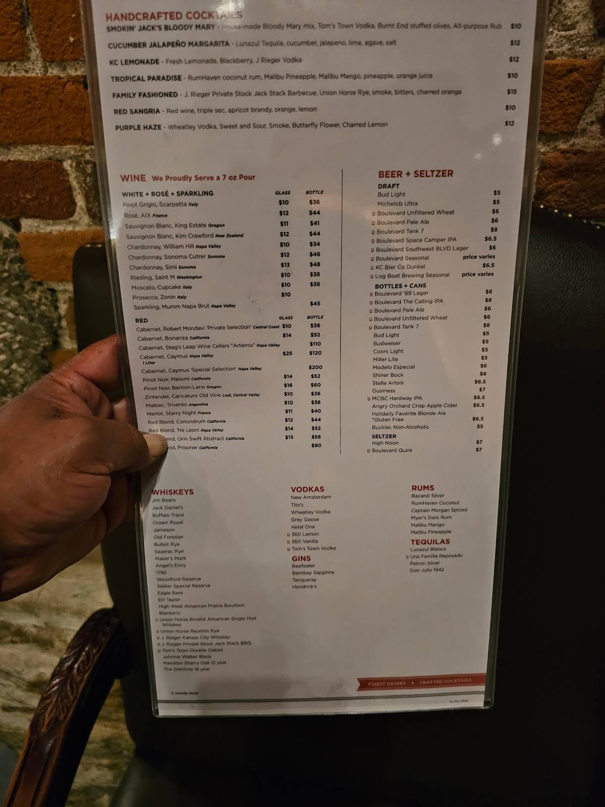 Menu at Jack Stack Barbecue - Freight House, Kansas City