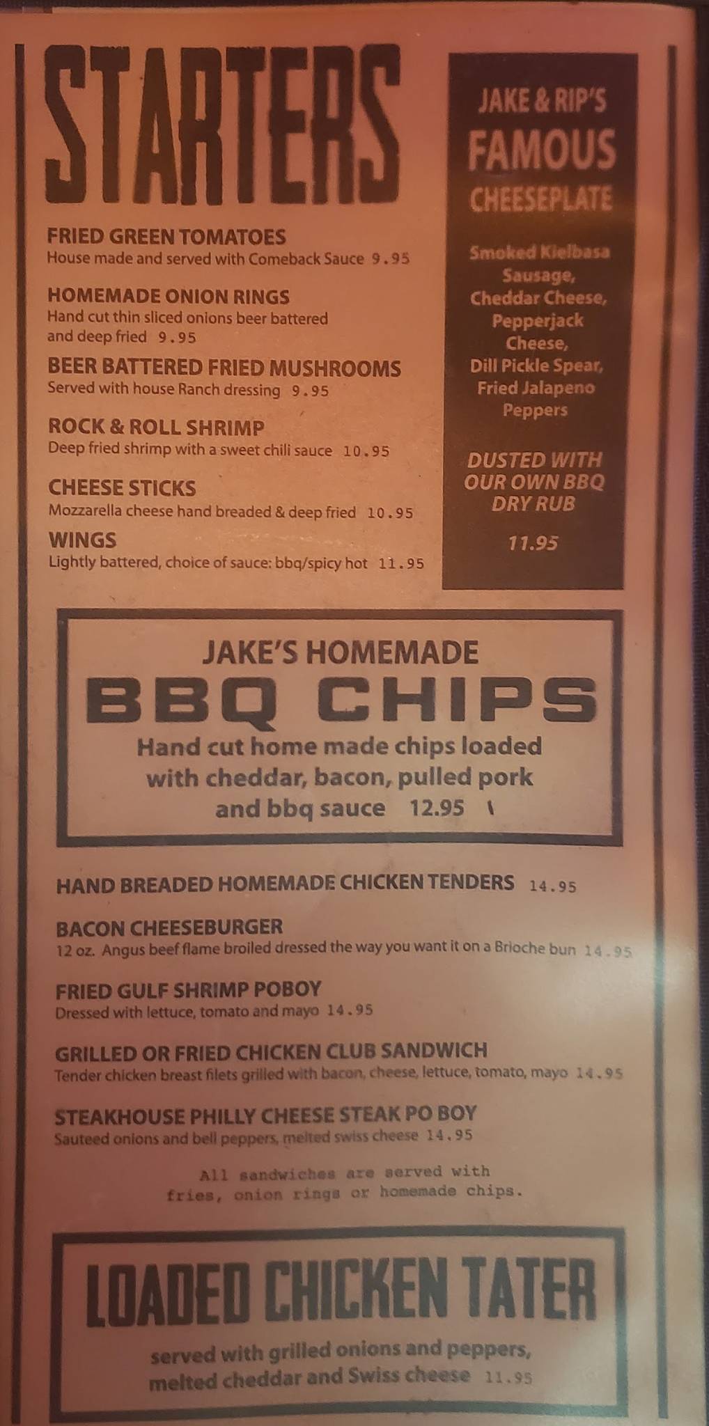 Menu at Jake & Rip's BBQ, Grenada