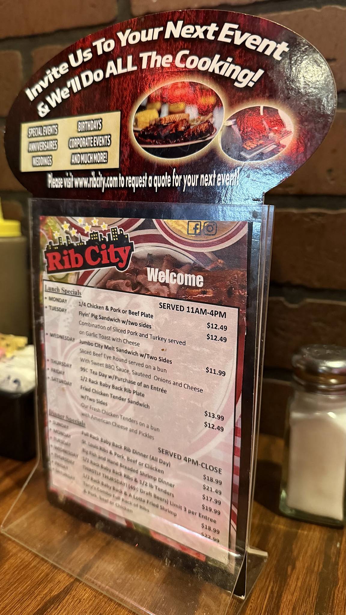 Menu at Rib City - North Cape Coral BBQ, Cape Coral, 80 W Hancock ...