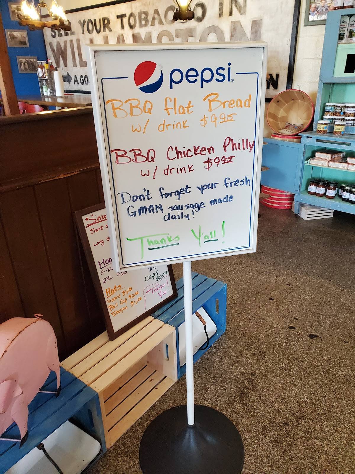 Menu at Shaw's Barbecue House, Williamston