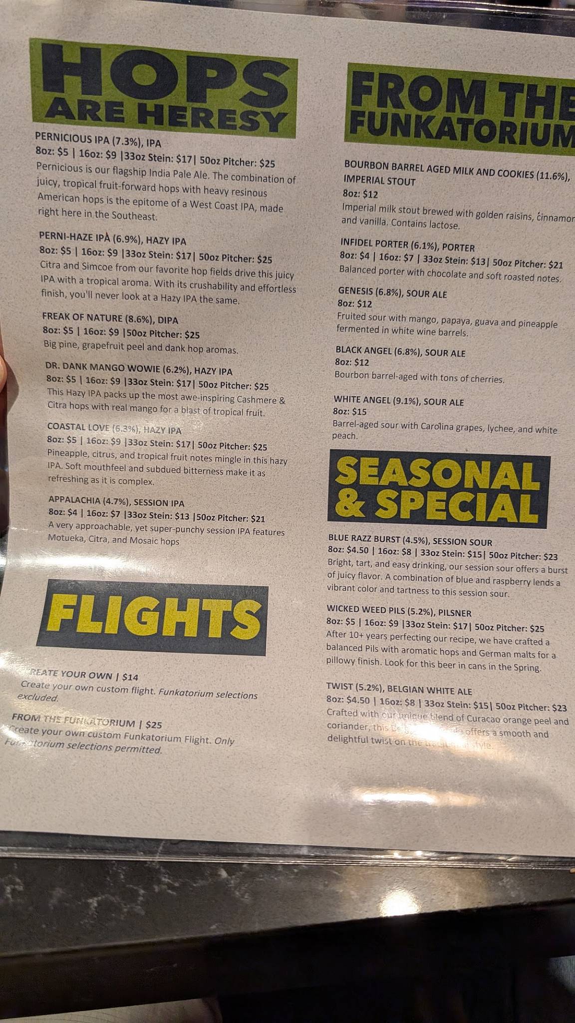 Menu at WICKED WEED SMOKEHOUSE BBQ, Cherokee