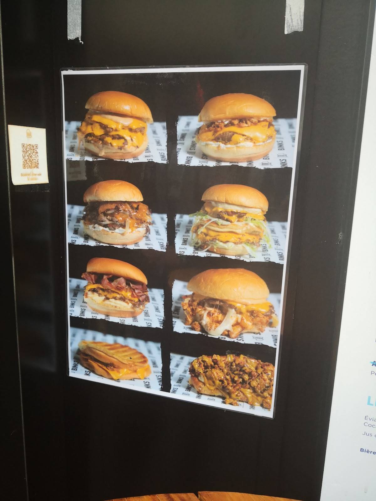Menu au BINKS restaurant, Paris