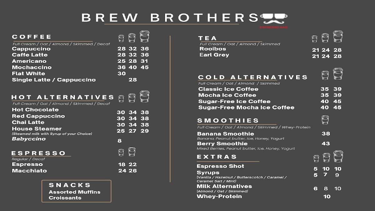 Carta de BREW BROTHERS ESPRESSO BAR, Ciudad del Cabo
