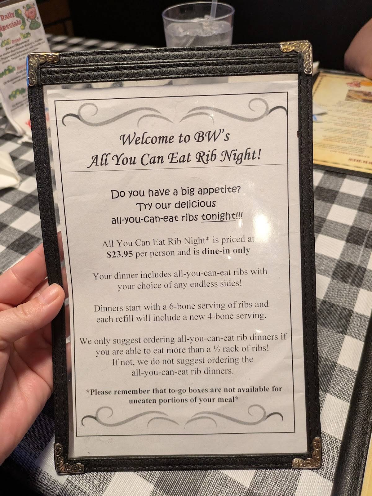 Menu at BW's Smokin' Barrels Barbecue, Buffalo
