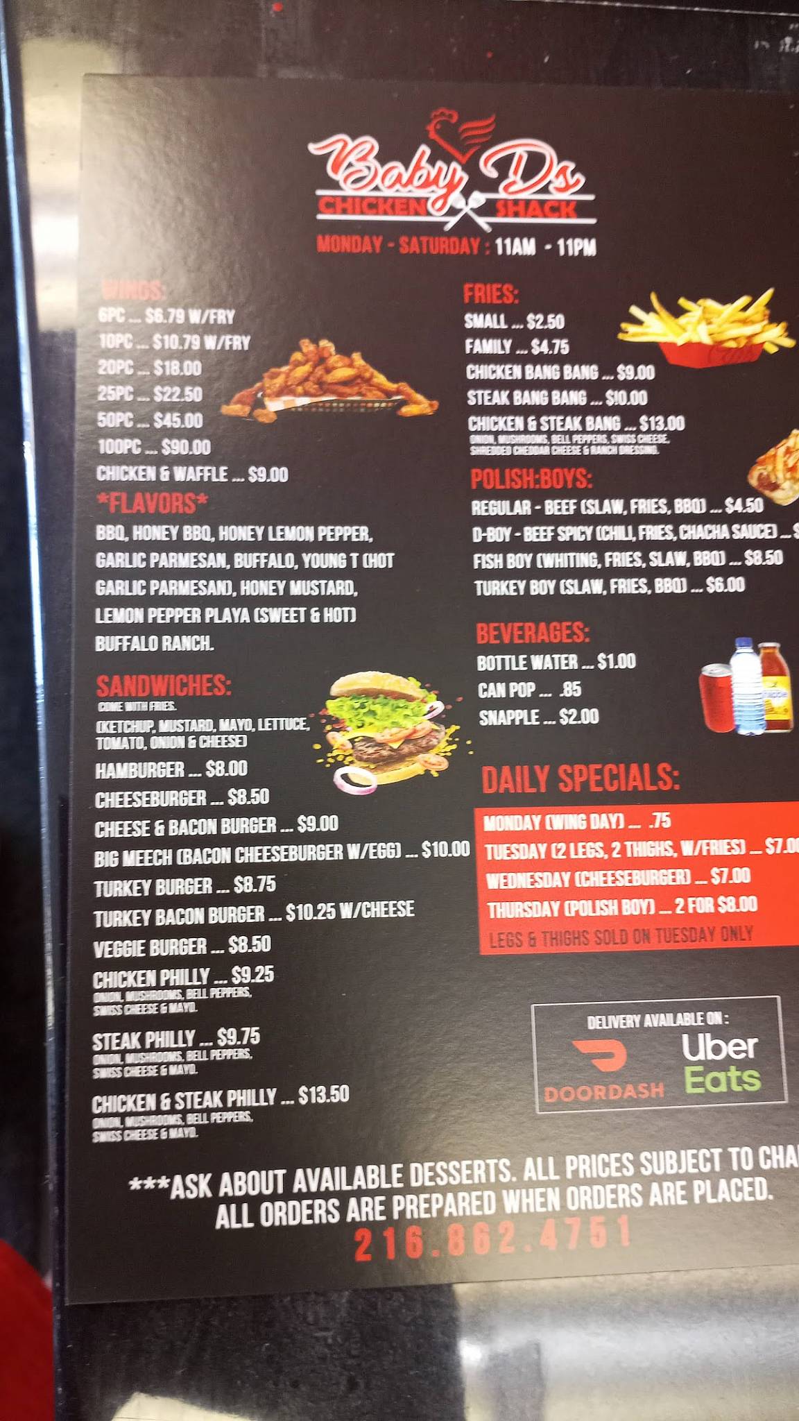 Menu at Baby D’s Chicken Shack restaurant, Euclid