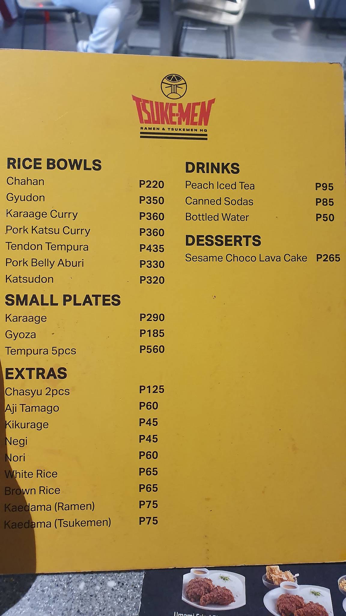 Menu at Bad Bird x Tsukemen restaurant, Manila, HXGM+7QW