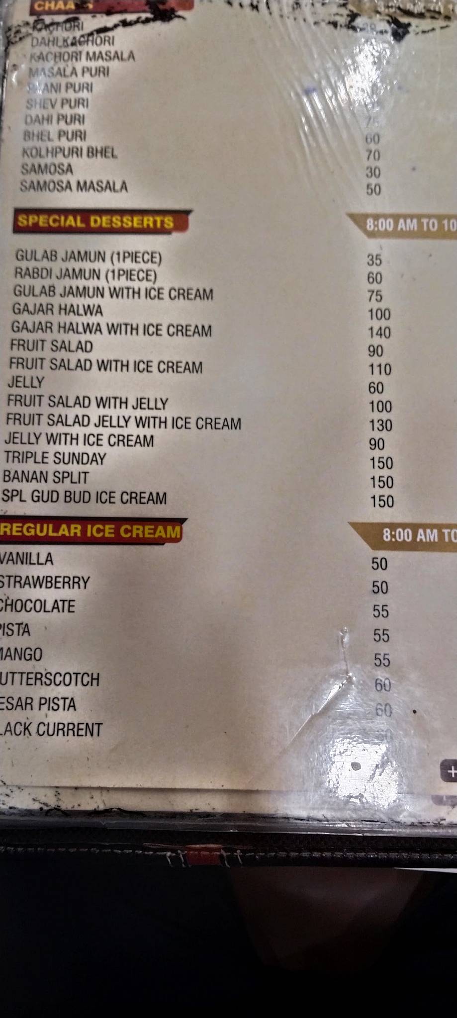 Menu at Pakwan Restaurant, Badami