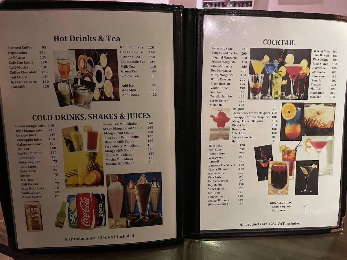 Menu at Cafe Will, Baguio