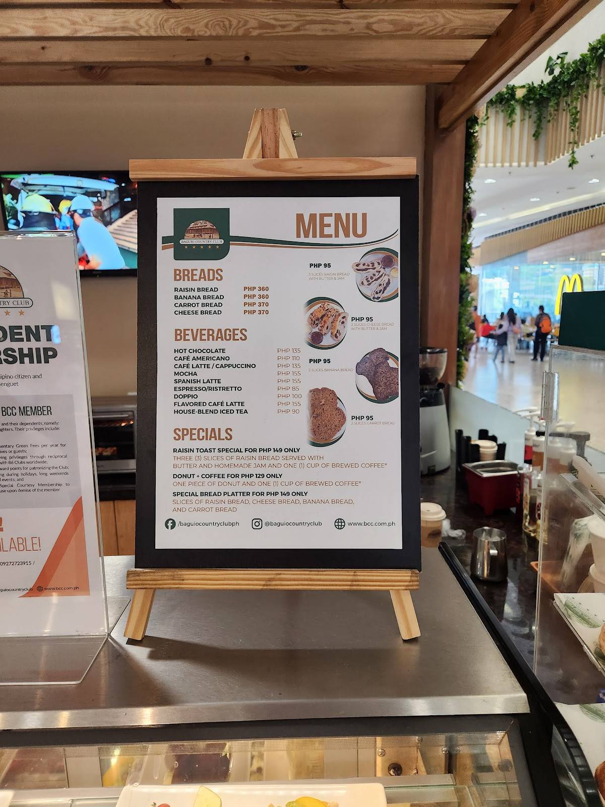 Menu at Baguio Country Club Bakery, Baguio