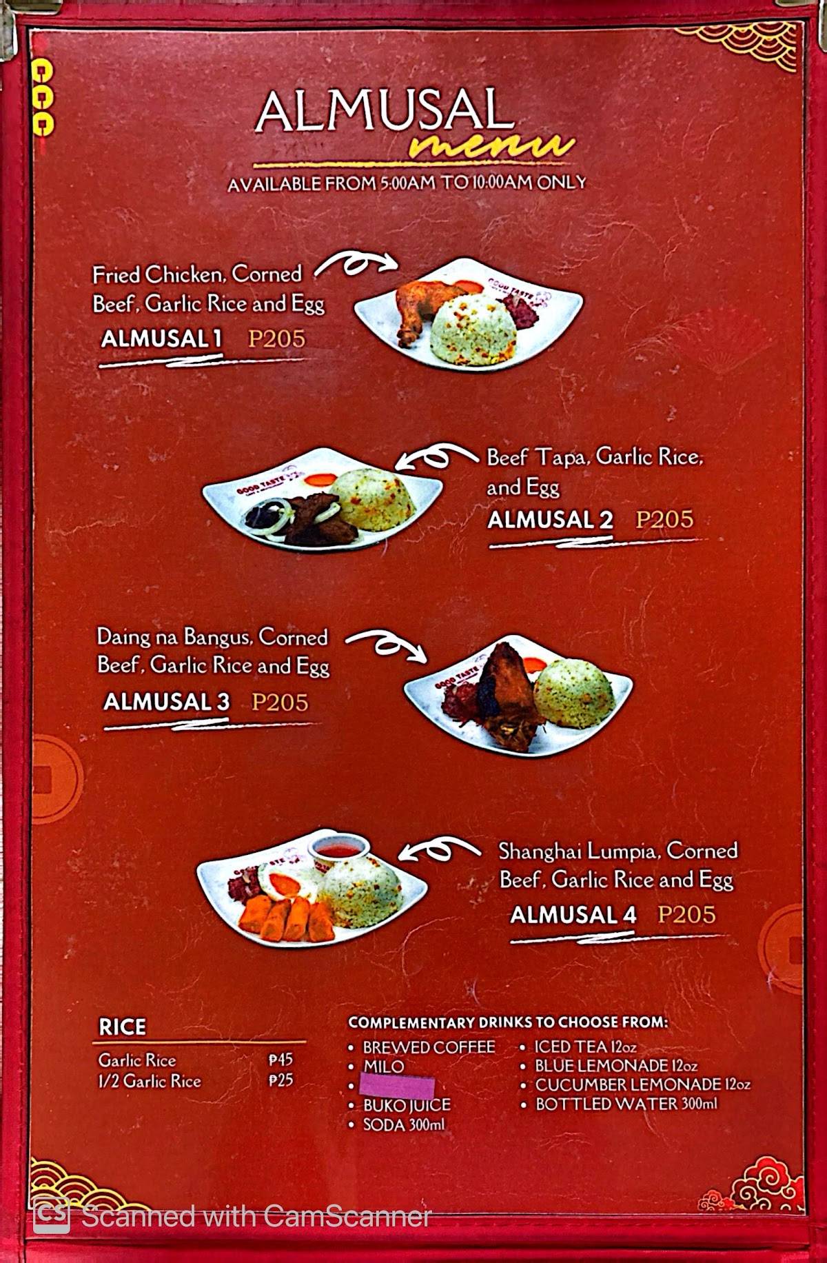 Menu at GOODTASTE RESTAURANT, Baguio, Otek St