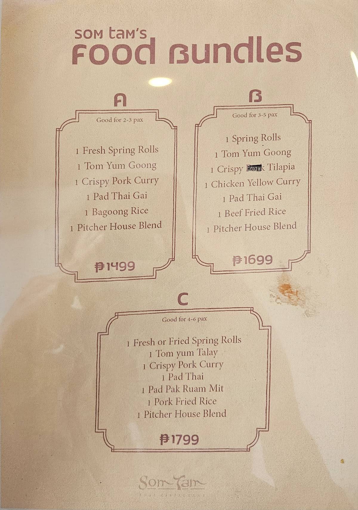 Menu at Som Tam restaurant, Baguio, 21 Ecco Building #144