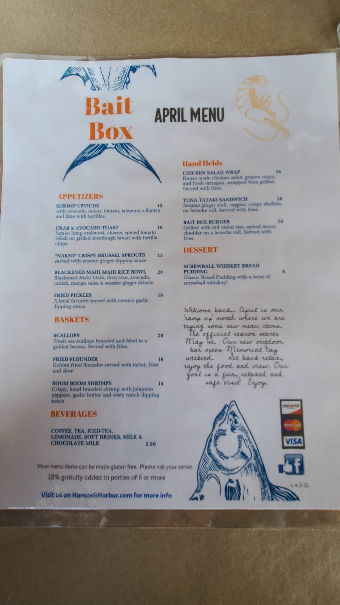 Menu at Bait Box Restaurant, Greenwich