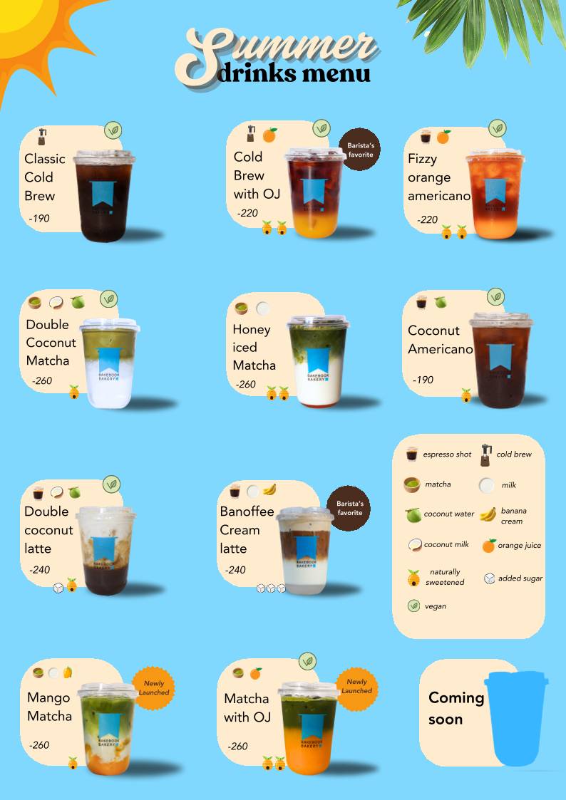 Menu at Bákebook Bakery, Delhi
