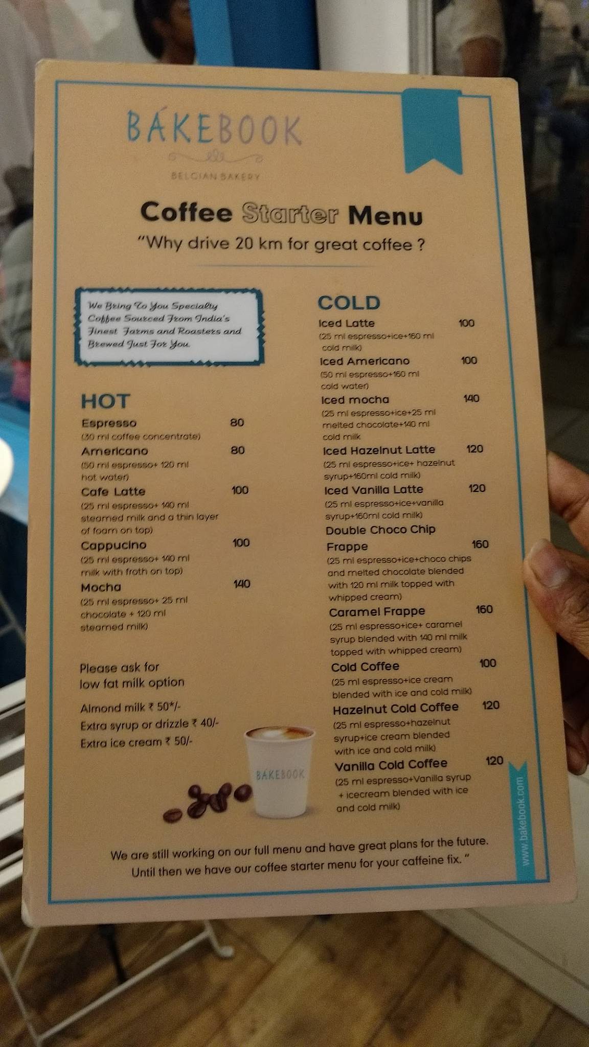 Menu at Bákebook Bakery, Delhi