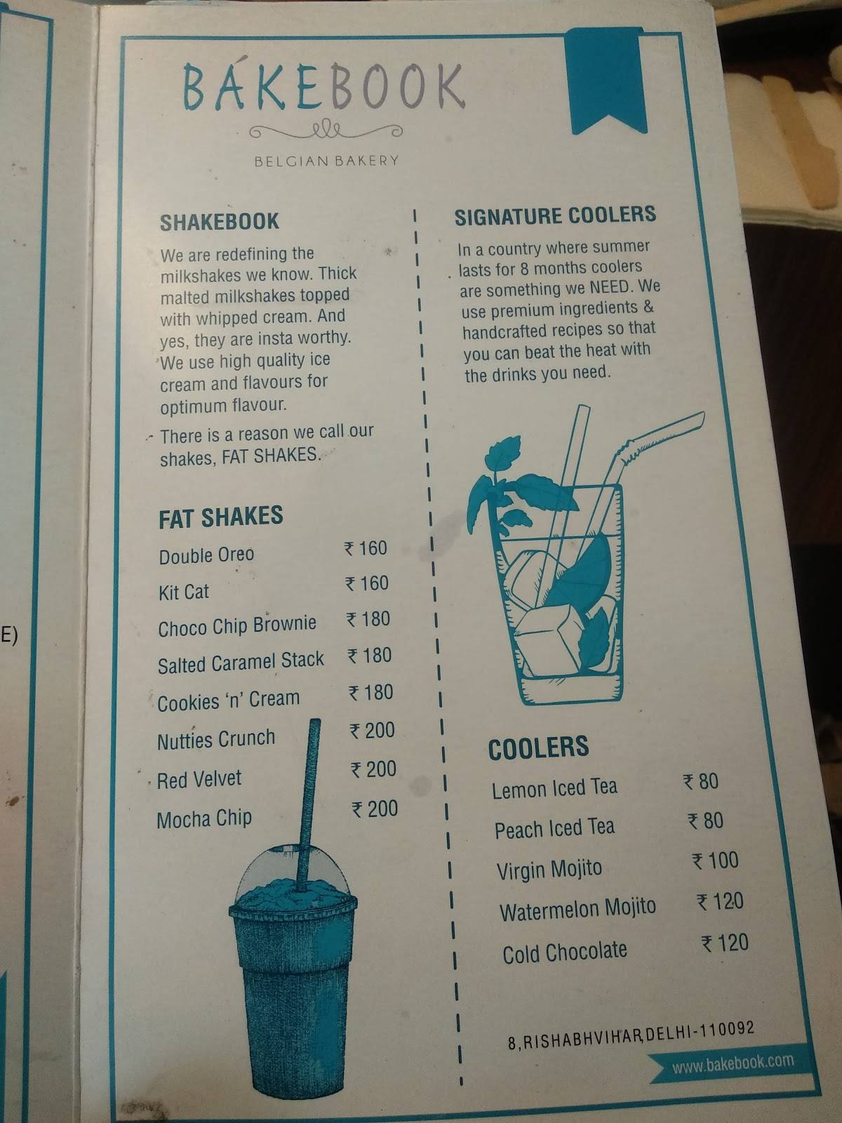 Menu at Bákebook Bakery, Delhi