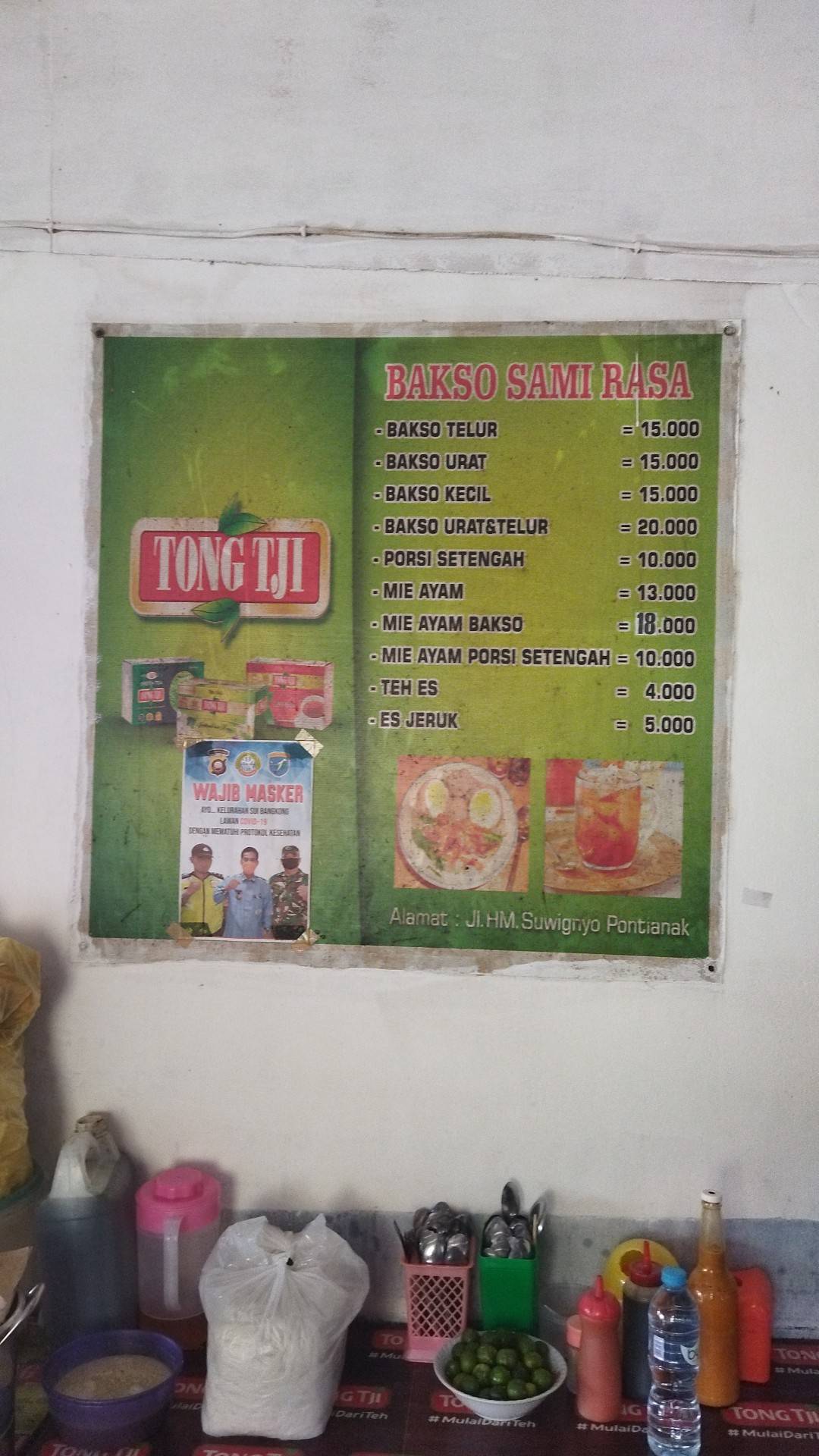 Menu at Bakso Sami Rasa restaurant, Pontianak, X888+X8G