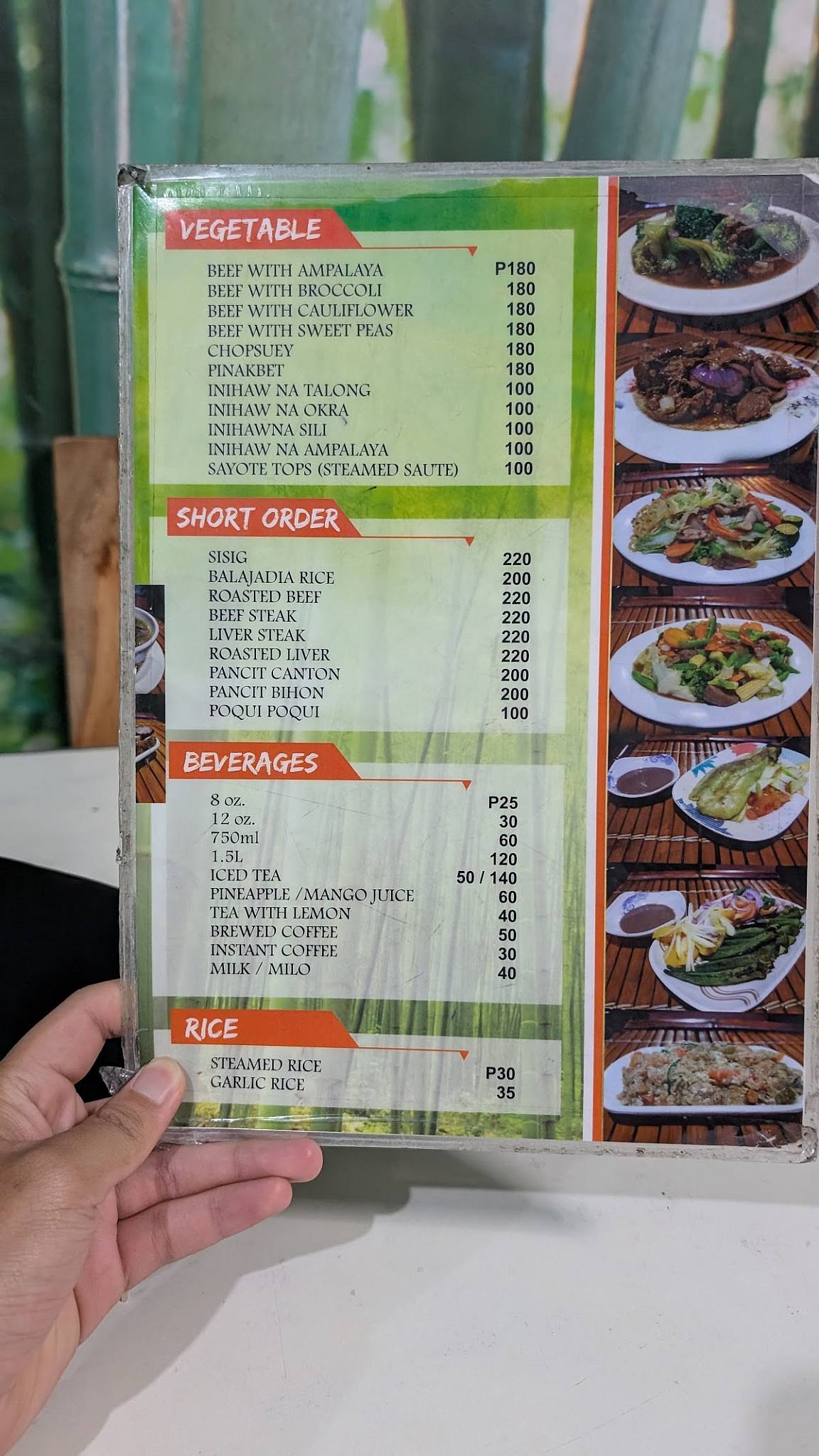 Menu at Balajadia Kitchenette restaurant, Baguio