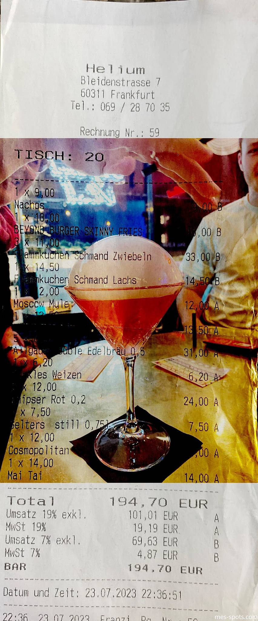 Speisekarte von Bar Helium Frankfurt am Main, Frankfurt am Main ...