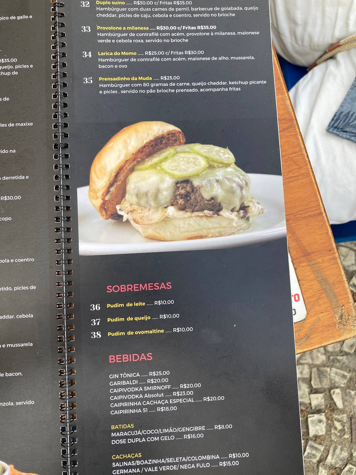 Menu at Bar do Momo, Rio de Janeiro