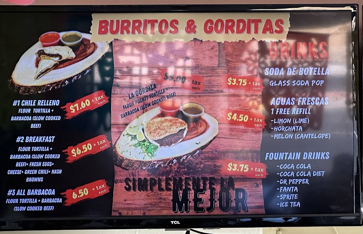 Menu at Barbacoa El Primo, Albuquerque, San Mateo Blvd SE