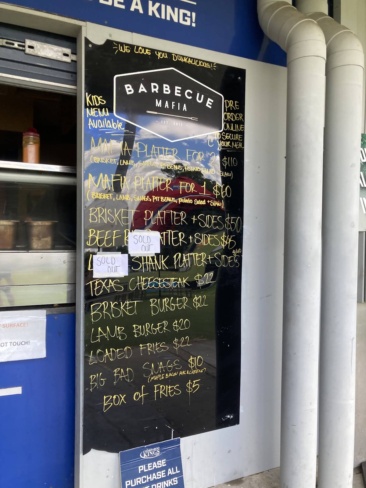 Menu at Barbecue Mafia, Coorparoo