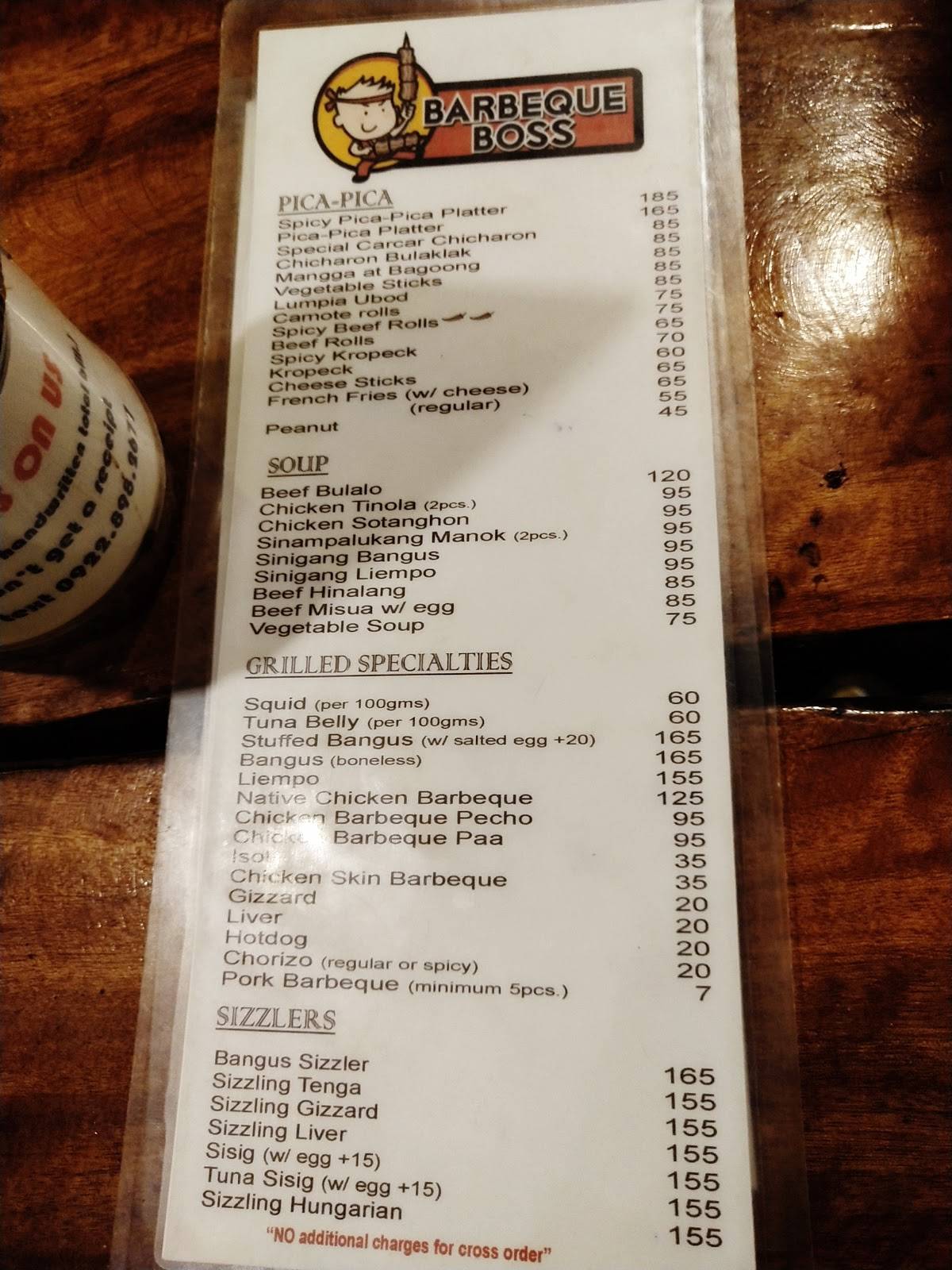 Menu at Barbeque Boss MTS Branch, Davao City, 3H7W+JH3