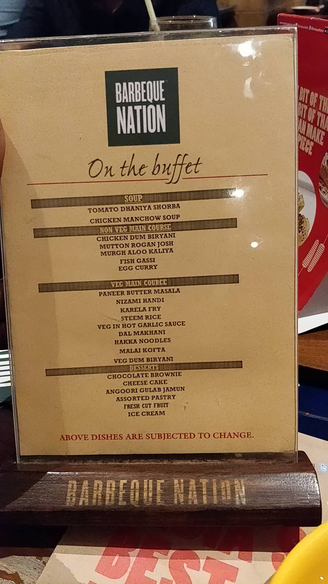 Menu at Barbeque Nation, Chennai, No 137