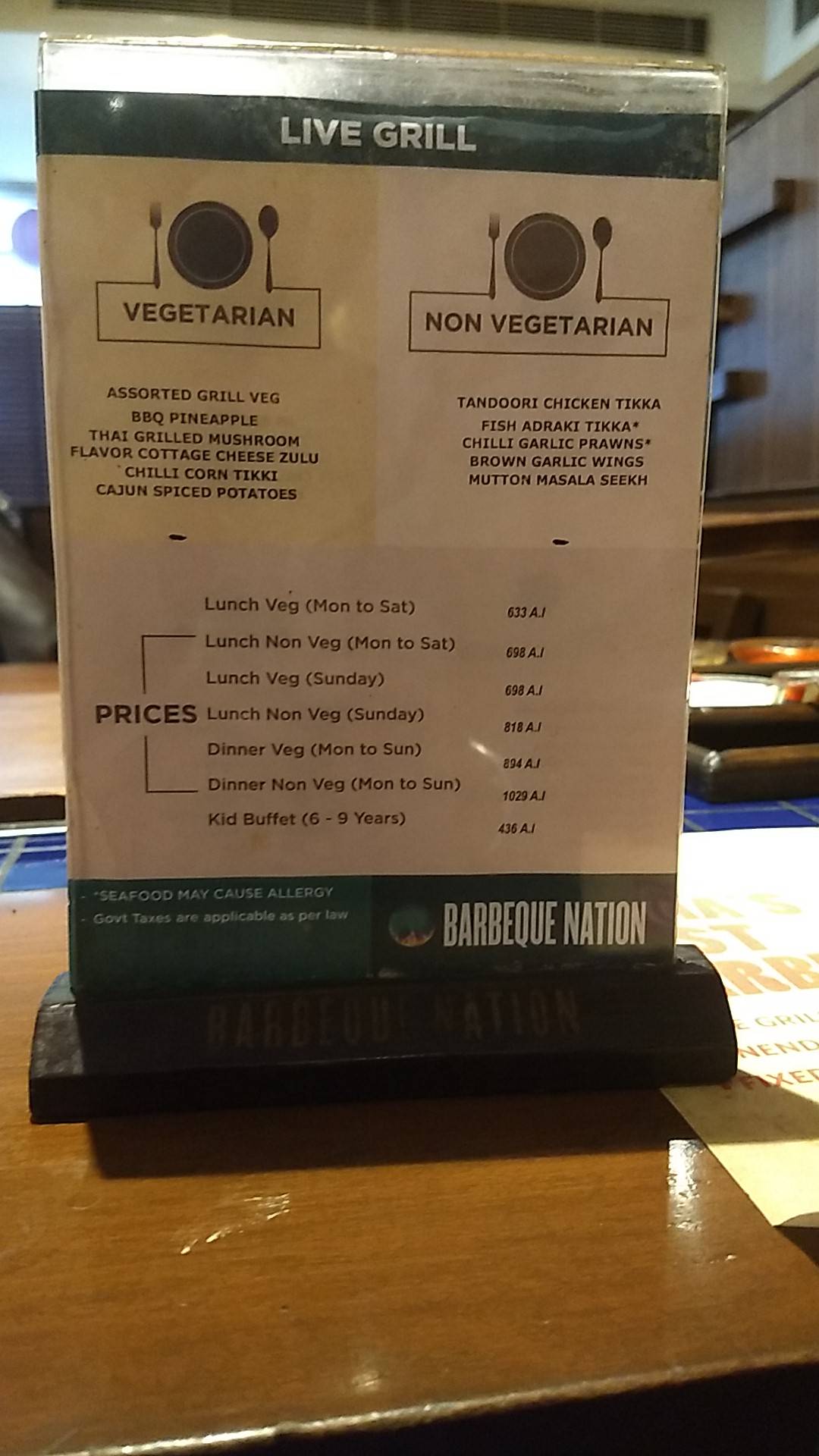 Menu at Barbeque Nation, Faridabad, 2nd Floor, Crown Interiorz Mall DLF ...