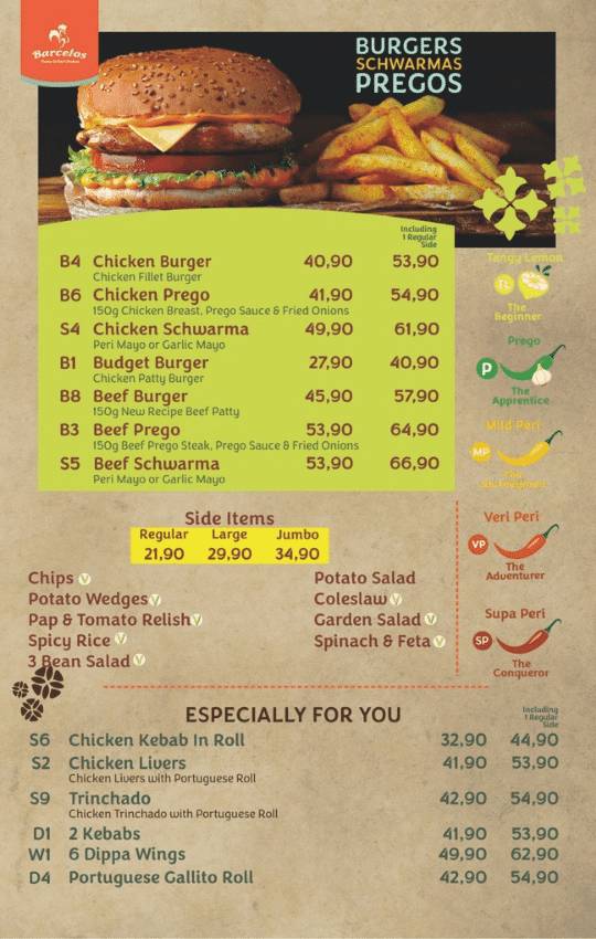 Menu at Barcelos Phoenix, Phoenix