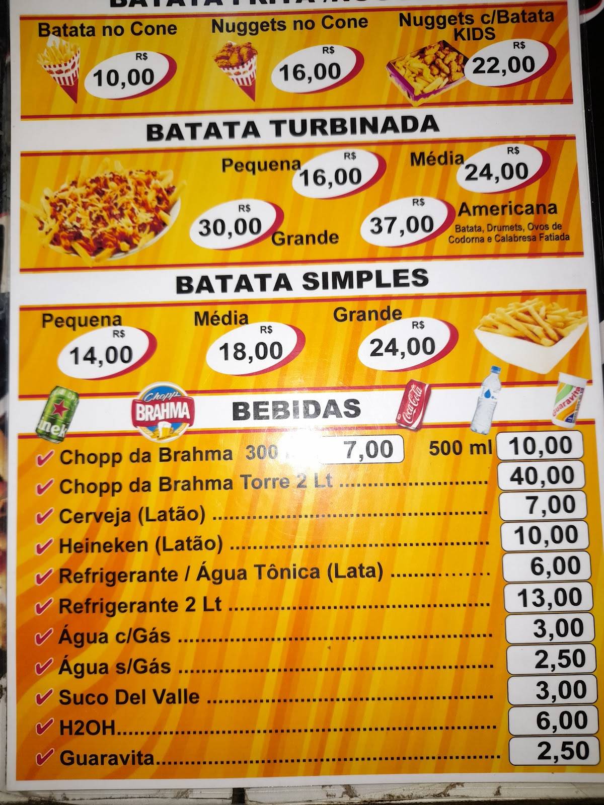 Menu em Batata turbinada da tia Lu pub & Bar, Maricá