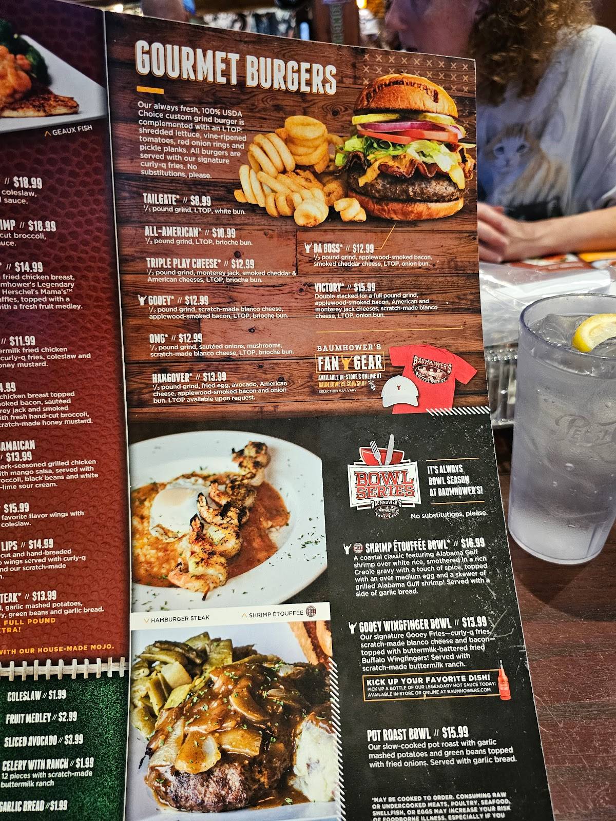 Menu at Baumhower's Victory Grille pub & bar, Montgomery