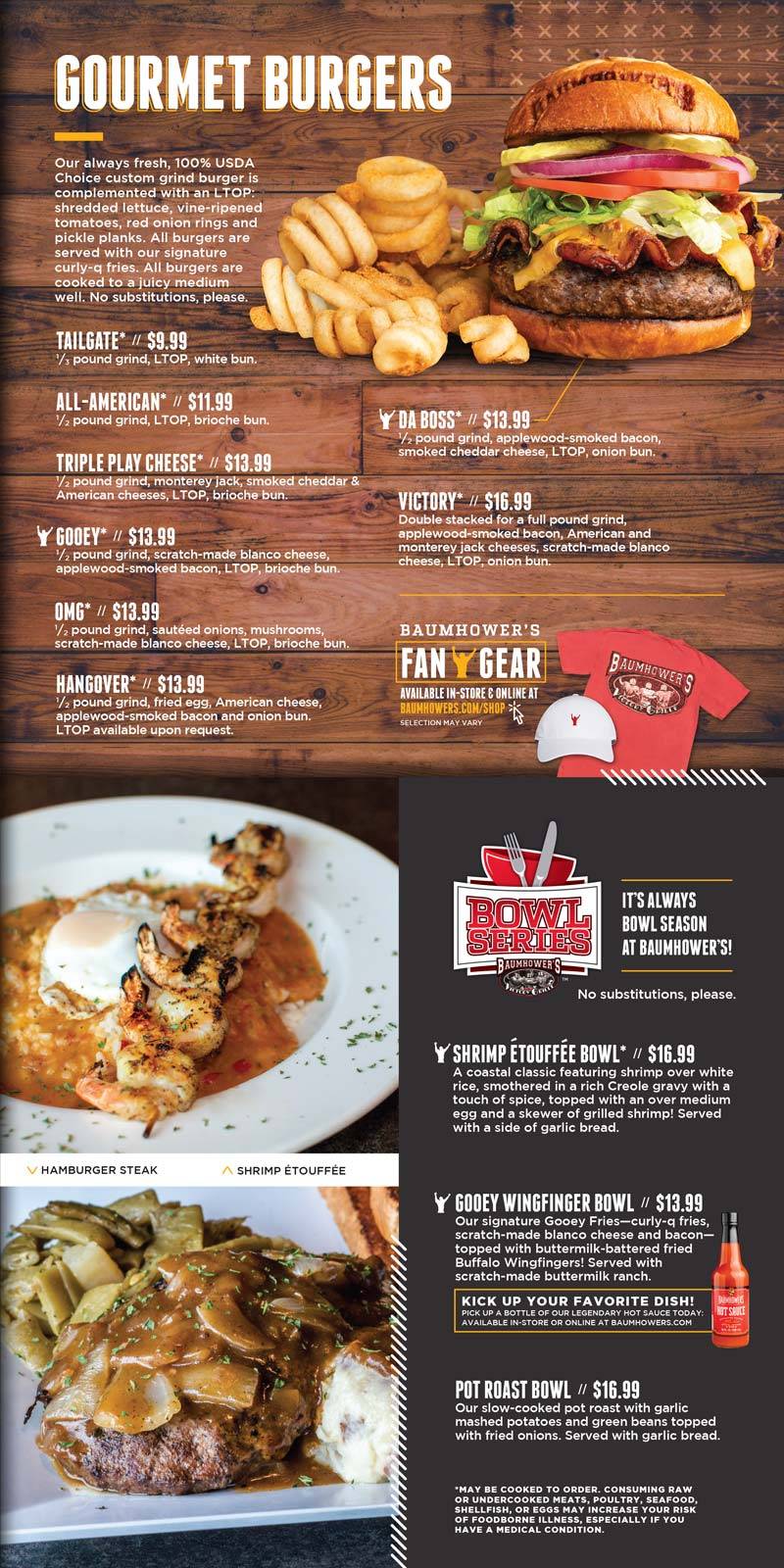 Menu at Baumhower's Victory Grille pub & bar, Montgomery