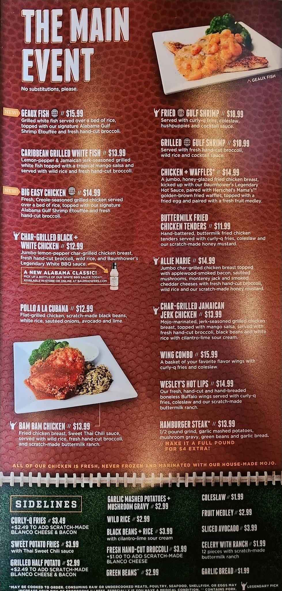 Menu at Baumhower's Victory Grille pub & bar, Montgomery