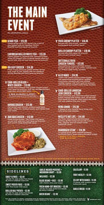 Menu at Baumhower's Victory Grille pub & bar, Mobile, Joe Treadwell Dr