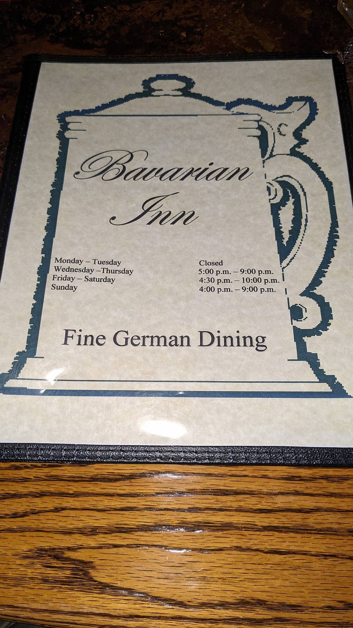Menu at Bavarian Inn restaurant, Lena, 104 E Main St