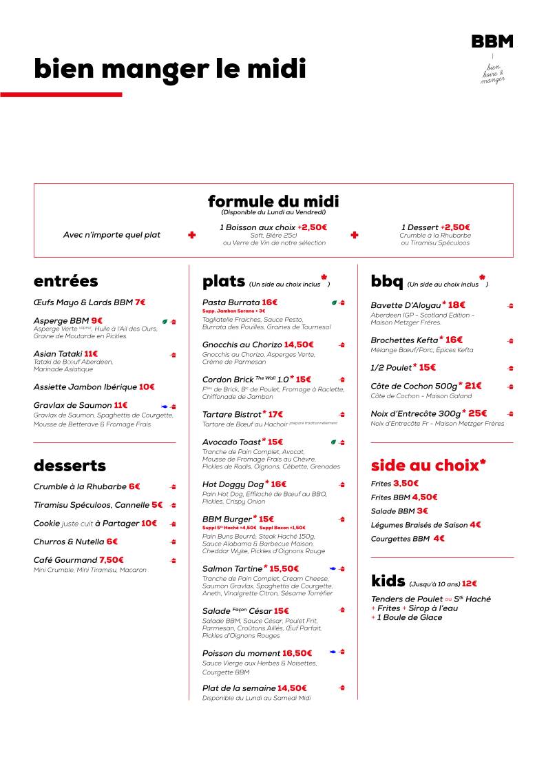 Menu au Bbm - Bien Boire et Manger restaurant, Chambray-lès-Tours