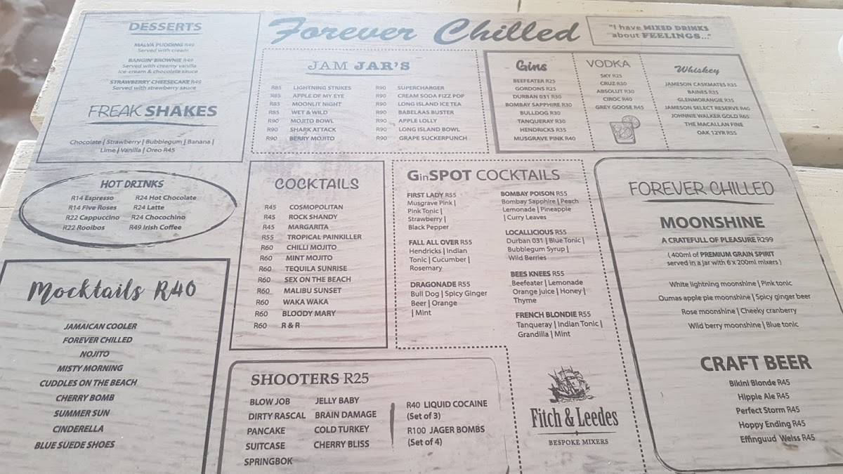 Menu at Beach Bums restaurant, Westbrook
