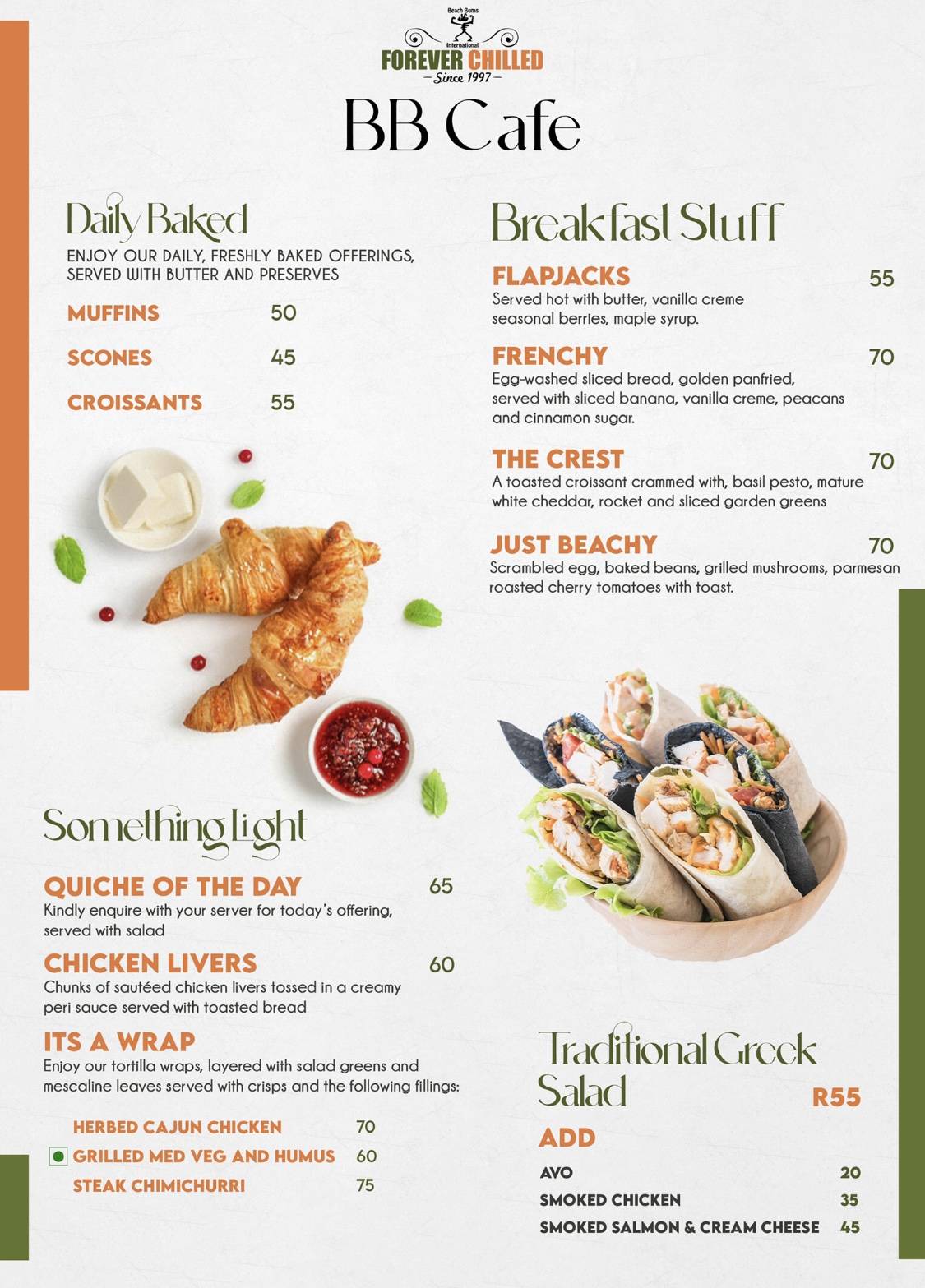 Menu at Beach Bums restaurant, Westbrook