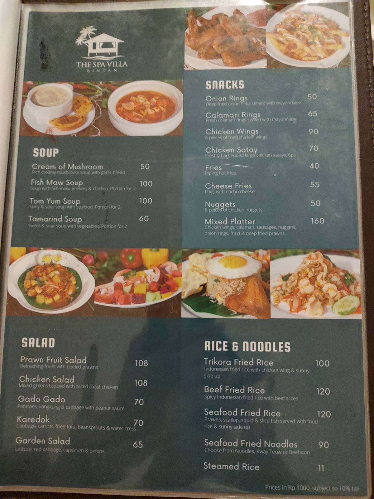 Menu at Beachfront Cafe - Bintan Spavilla Beach Resort, Indonesia, 2MQ4+J54
