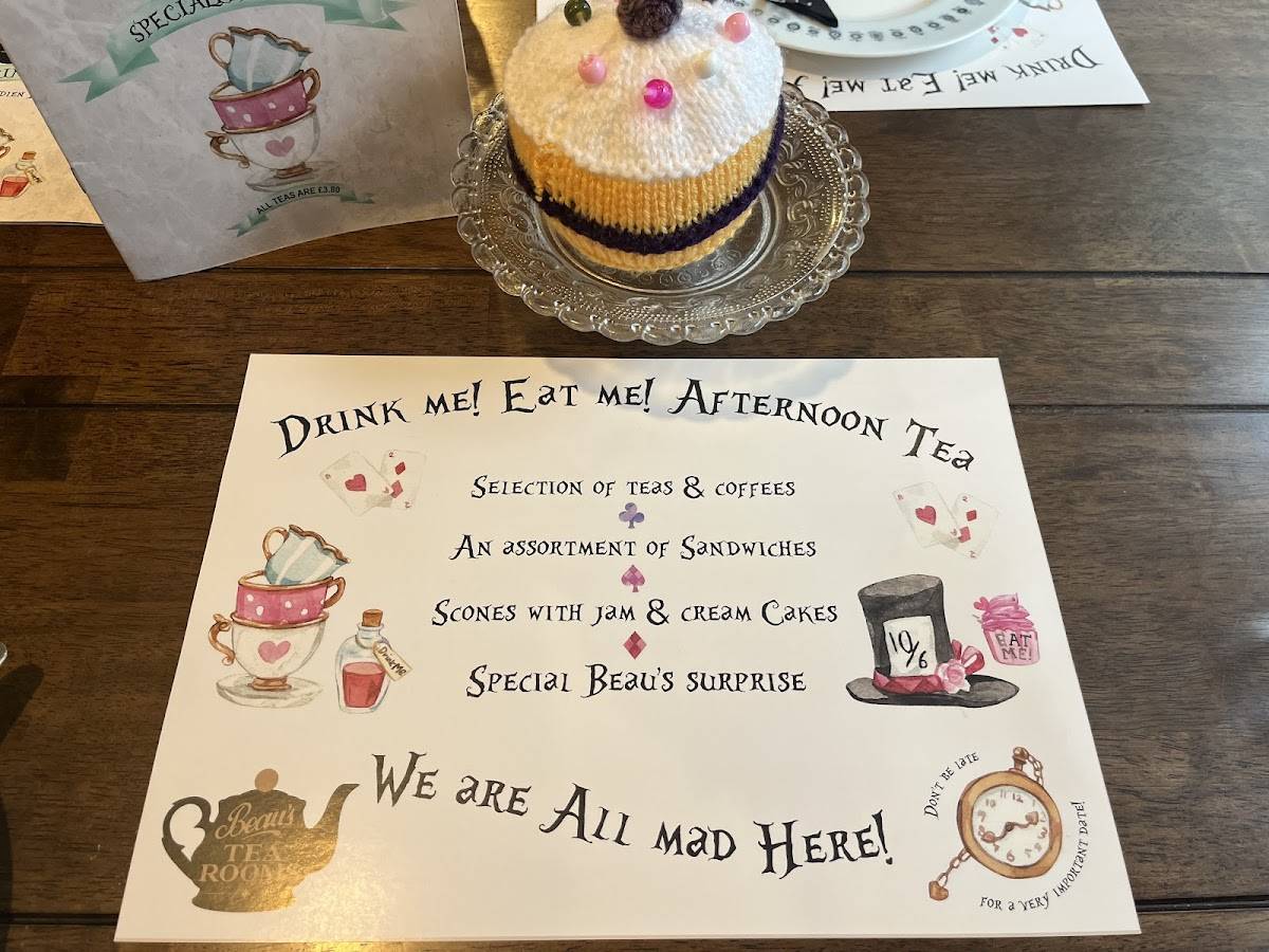 Menu at Beau's Tea Rooms cafe, Beaumaris