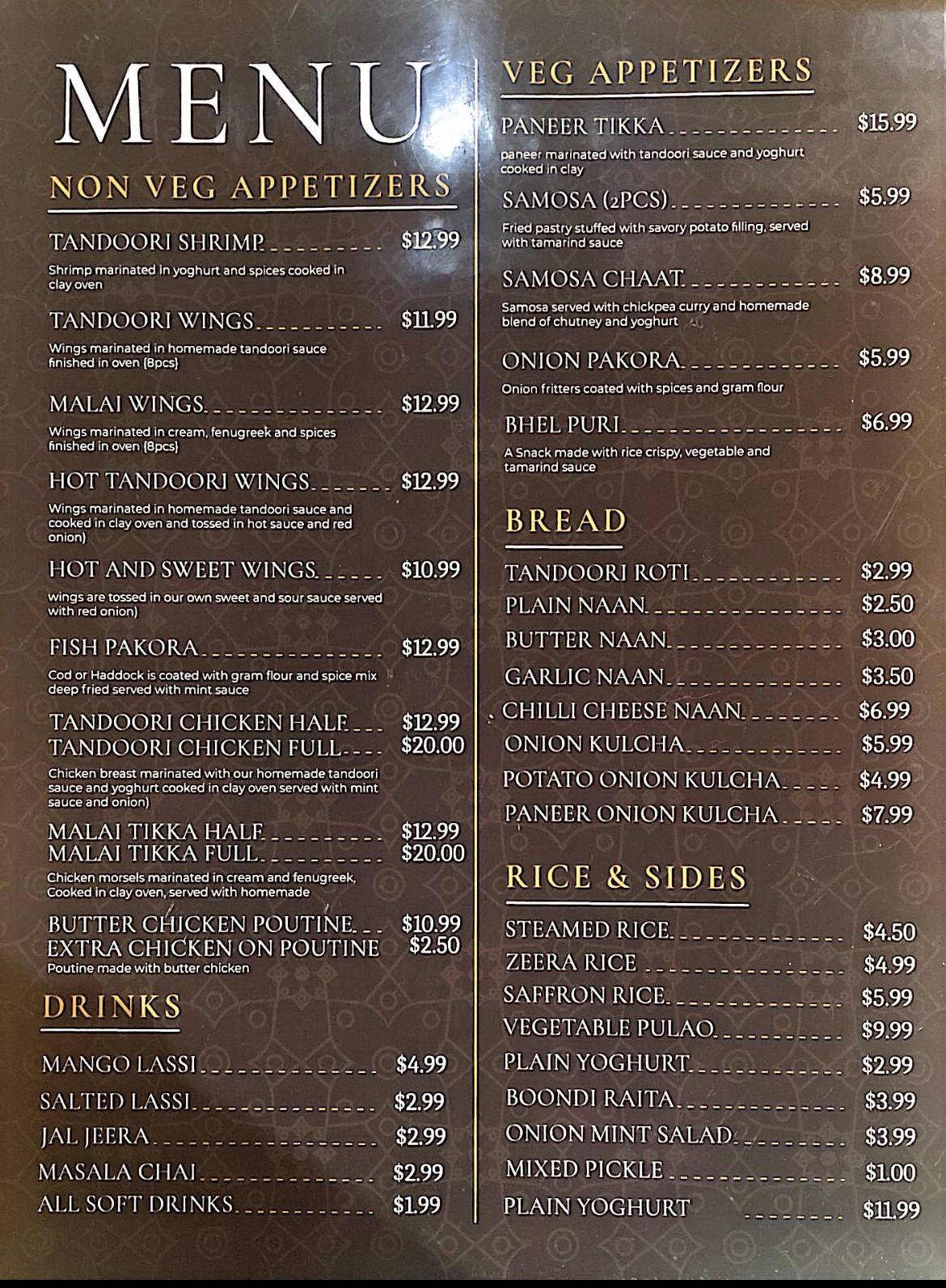 Menu at Makhani Indian restaurant (Authentic Indian food), Bedford