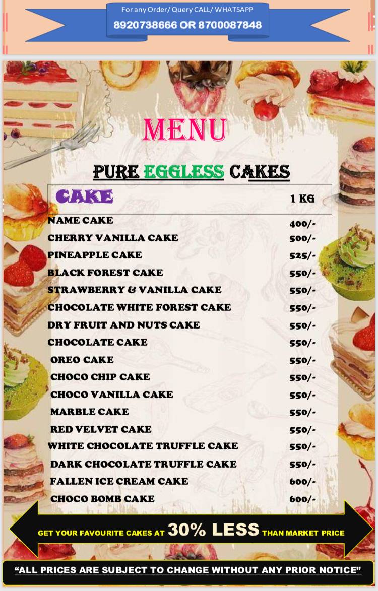 Menu at Being Baker, New Delhi