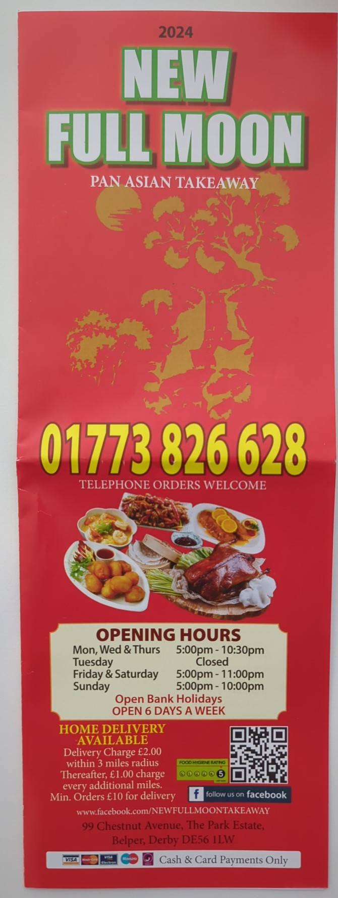 Menu at New Full Moon fast food, Belper, 99 Chestnut Ave