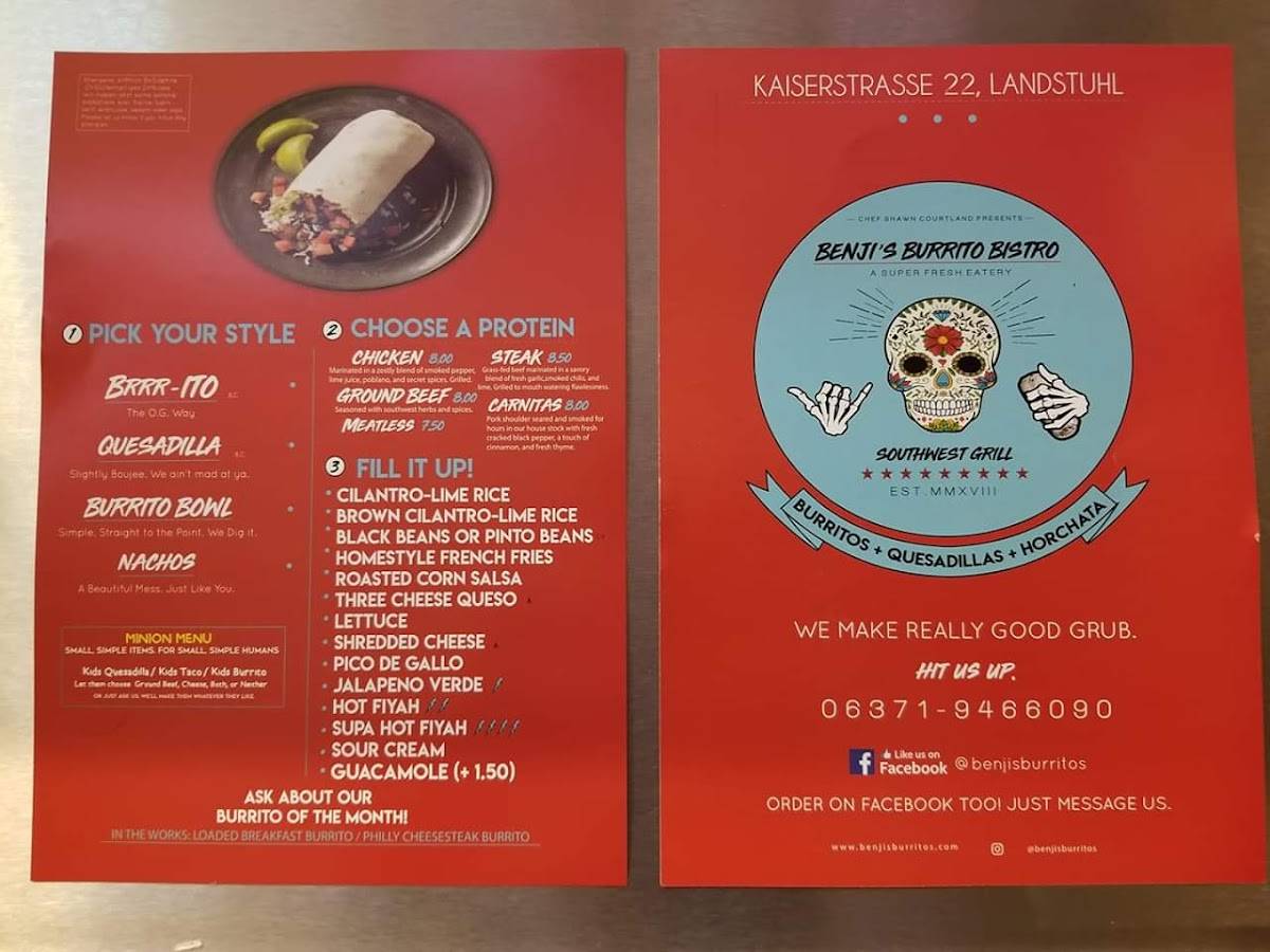 Menu at Benji's Burrito Bistro restaurant, Kaiserslautern, Im ...