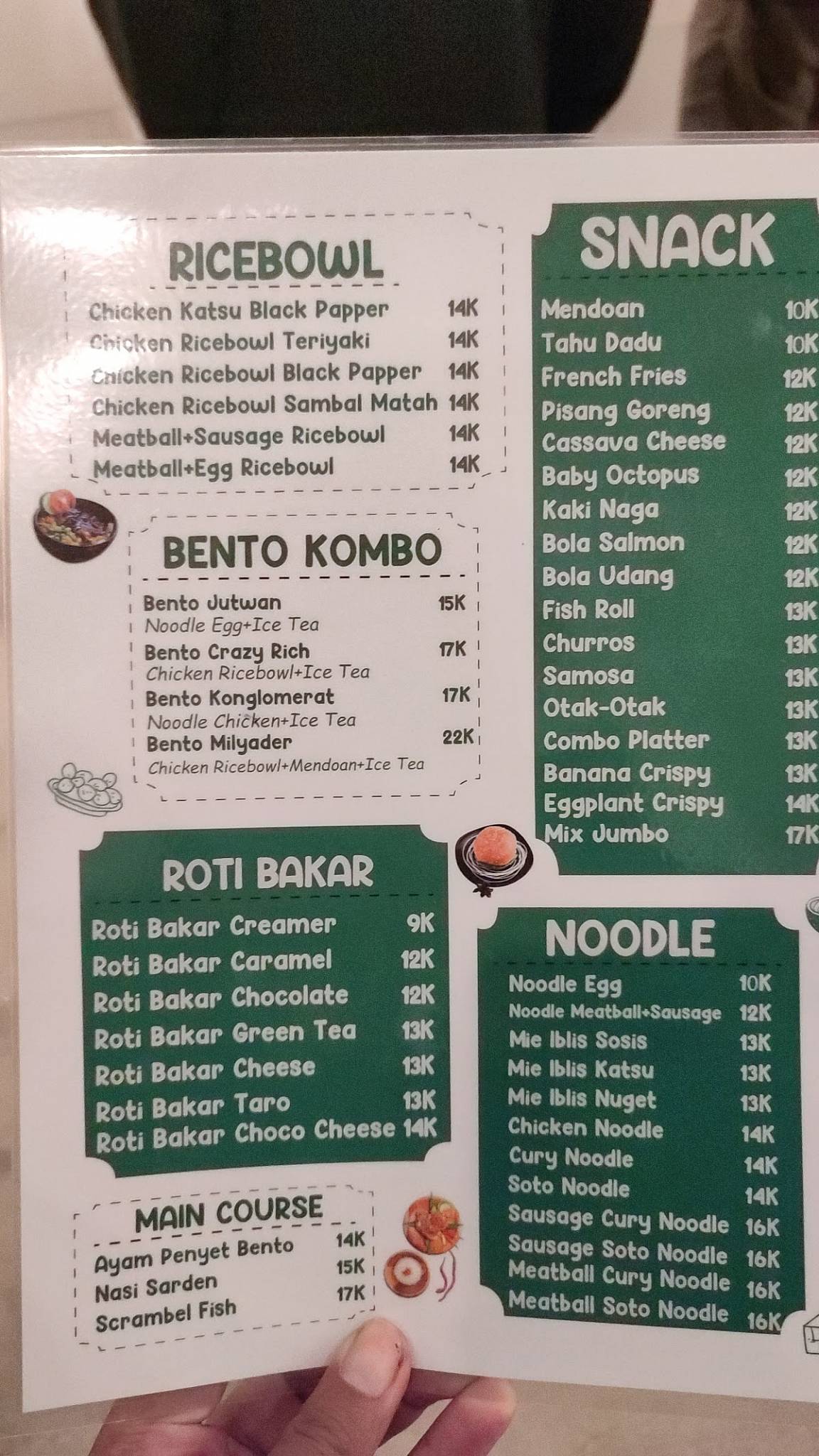Menu at Bento Kopi Purwokerto, Purwokerto