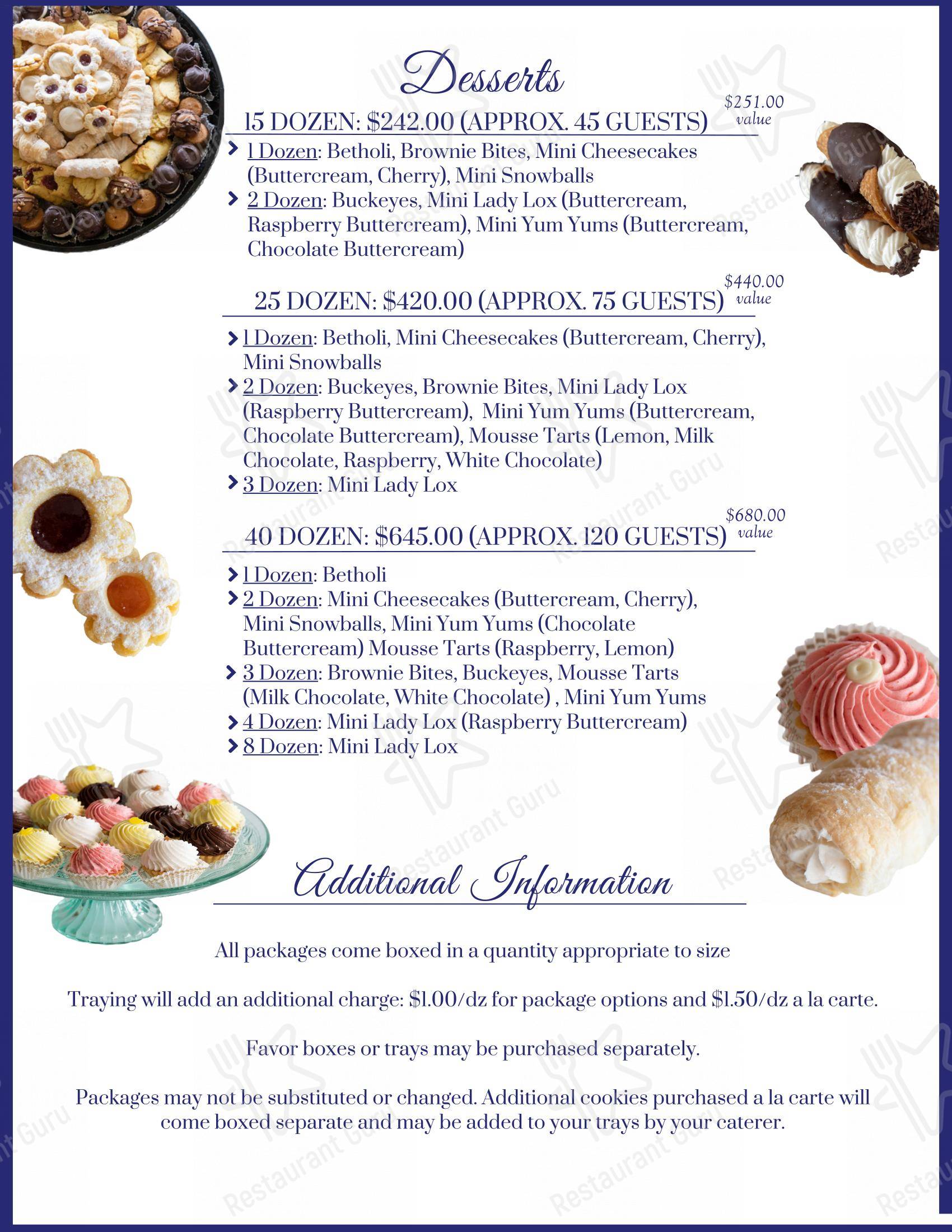 Menu at Bethel Bakery, Bethel Park, Brightwood Rd