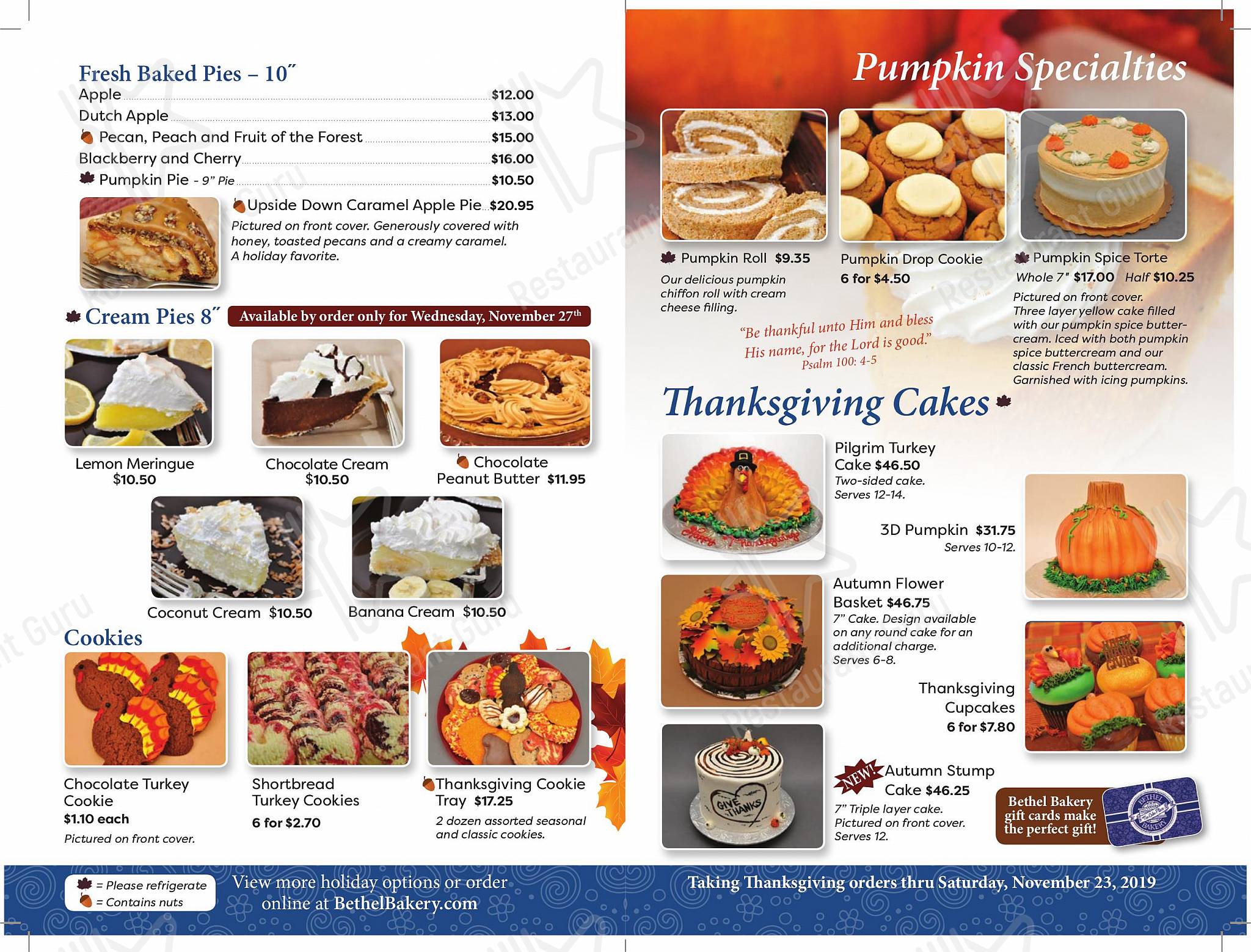 Menu at Bethel Bakery, Bethel Park, Brightwood Rd