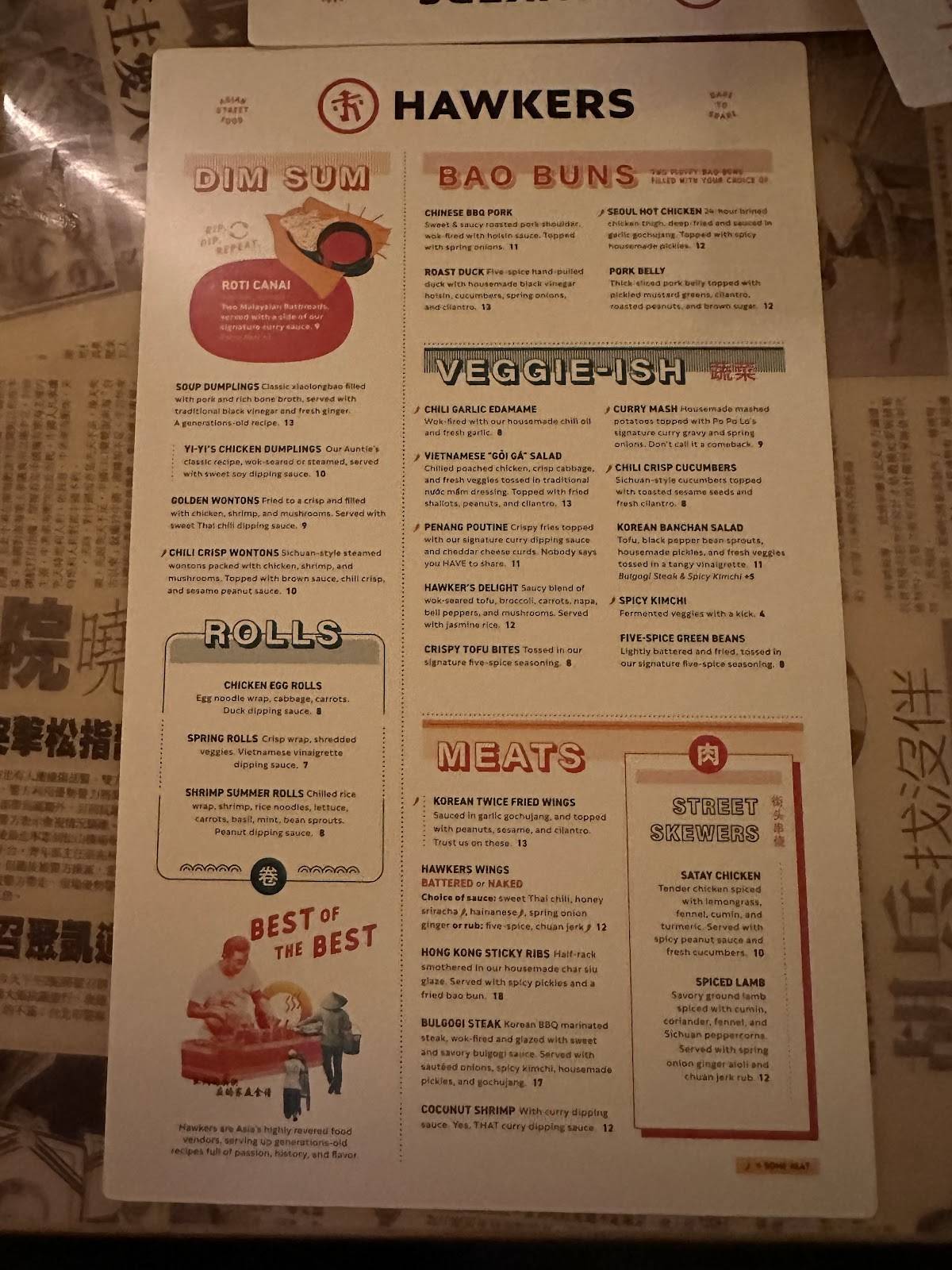 Menu at Hawkers Asian Street Food pub & bar, Bethesda
