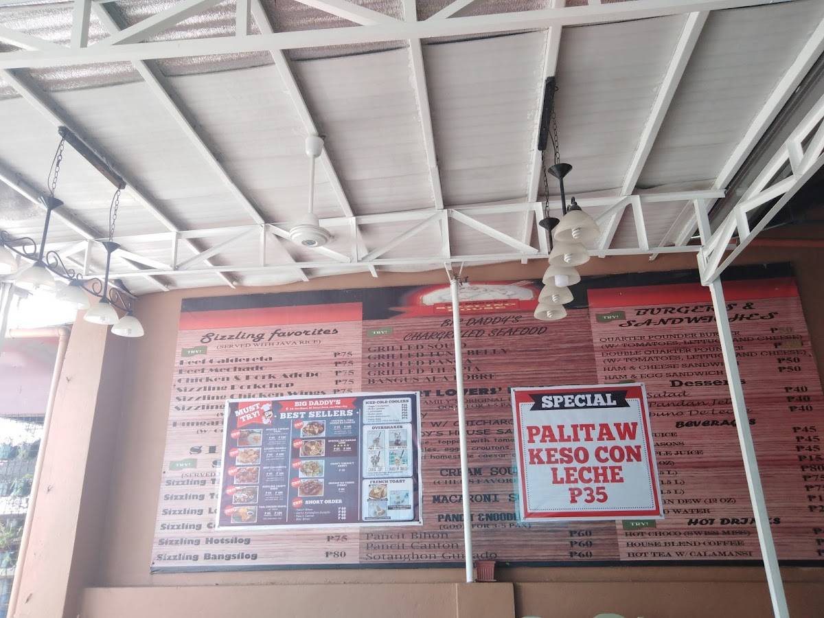 Menu at Big Daddy's Sizzling House restaurant, Las Pinas